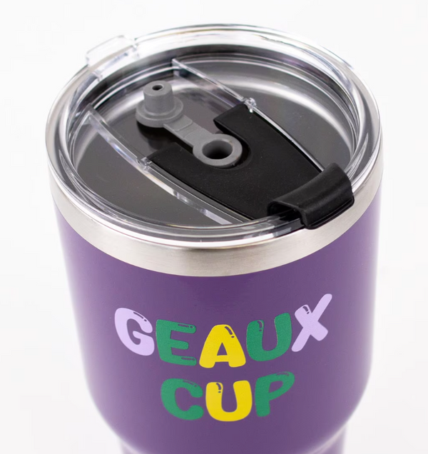 Geaux Cup Tumbler -- Mardi Gras - The Silver Suitcase