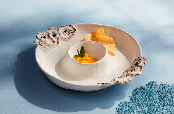 Oyster Chip & Dip Server - The Silver Suitcase