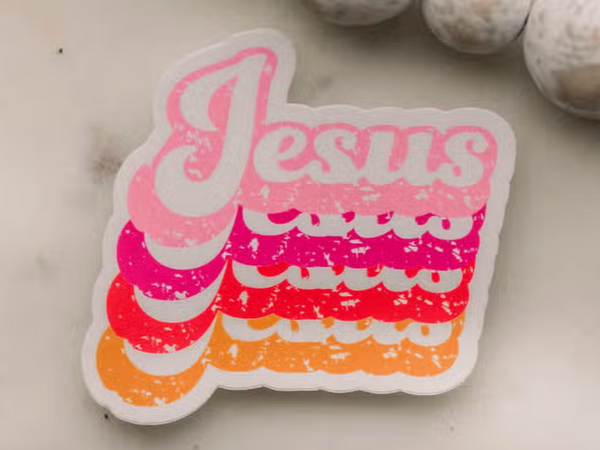Jesus Stacked Pink Sticker - The Silver Suitcase