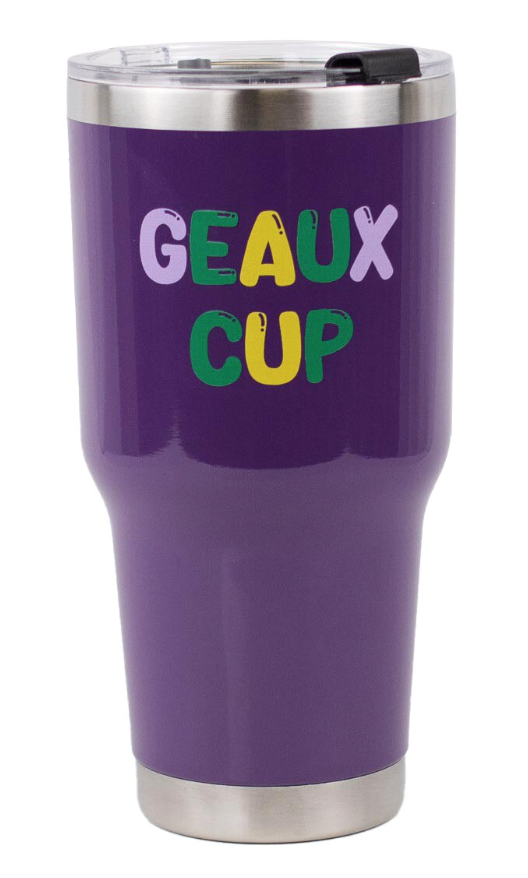 Geaux Cup Tumbler -- Mardi Gras - The Silver Suitcase