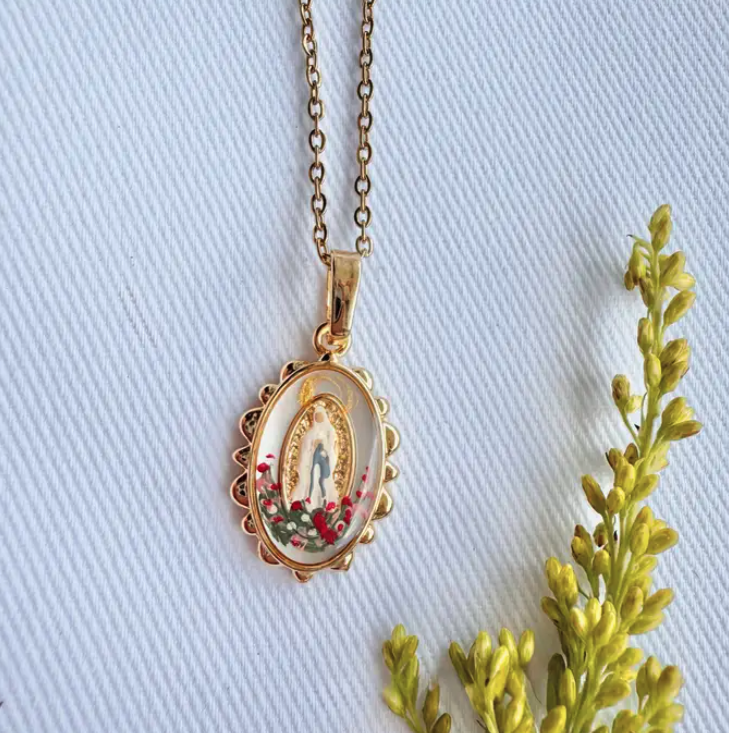 Dainty Our Lady of Lourdes Necklace - The Silver Suitcase